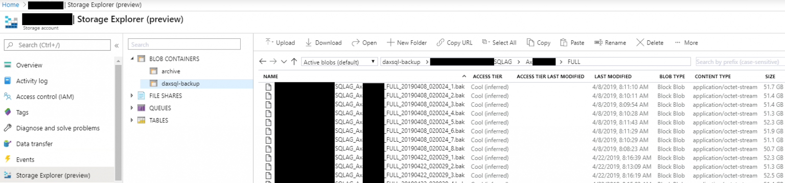 Archiving SQL database backups using Azure blob storage - DAXRunBase